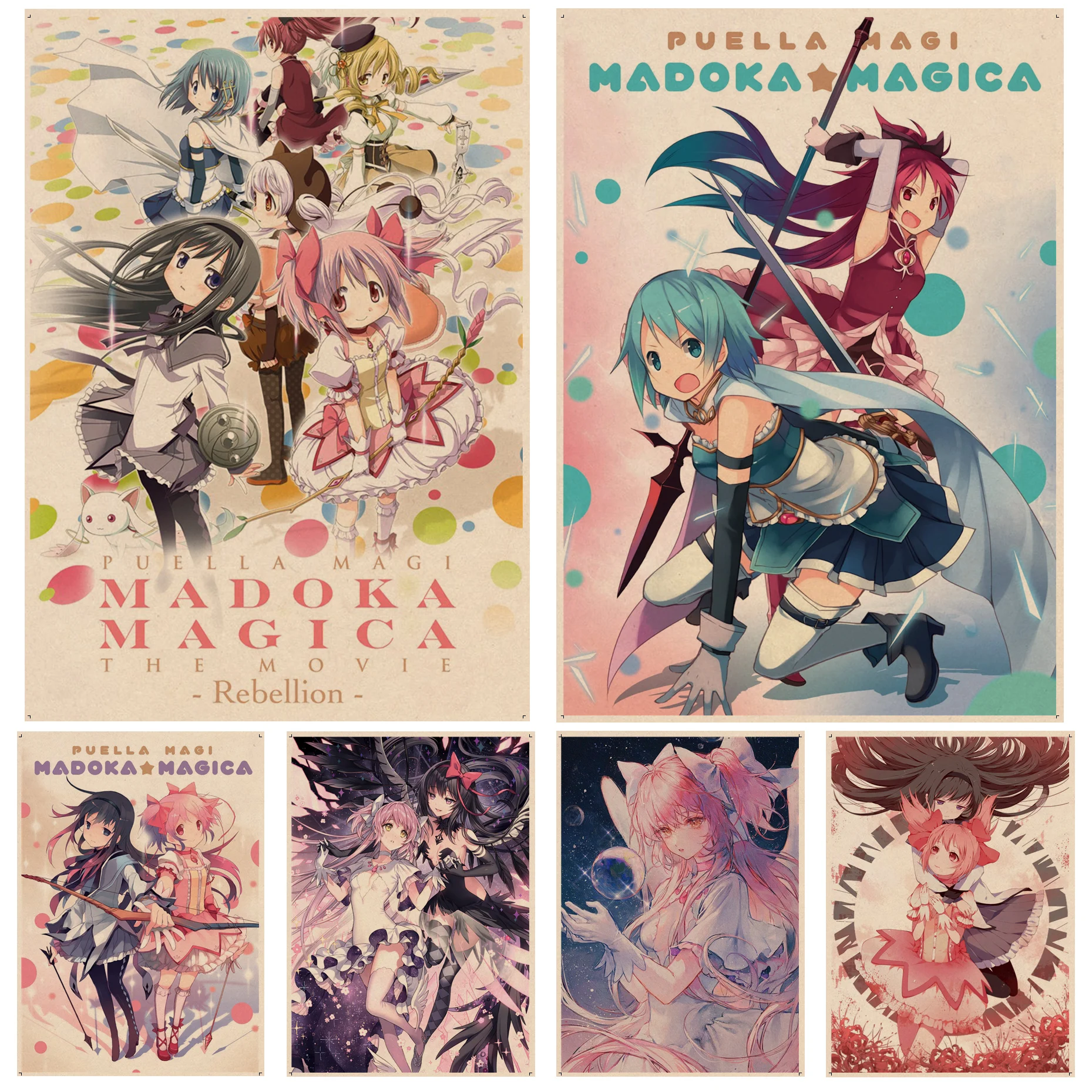 Puella Magi Madoka Magica DIY Poster Kraft Paper Sticker DIY Room Bar ...