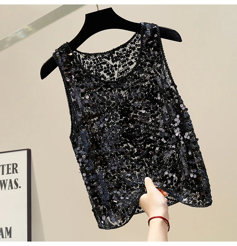 Embellished-Sequin-Evening-Ladies-Vintage-Y2K-Mini-Vest-Women ...