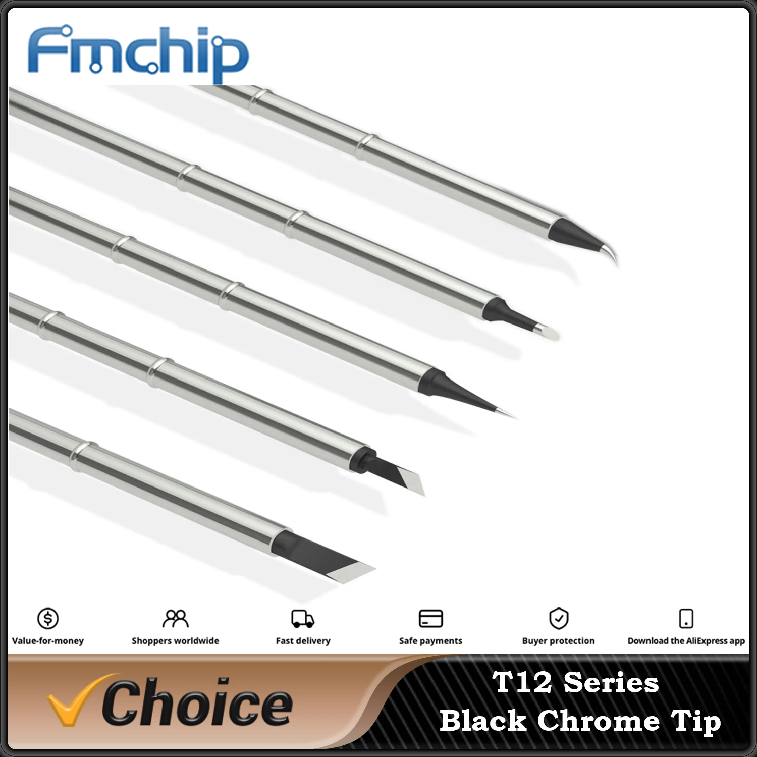 T12-Series-Black-Chrome-Replacement-Soldering-Iron-Tip-Quick-Heating ...
