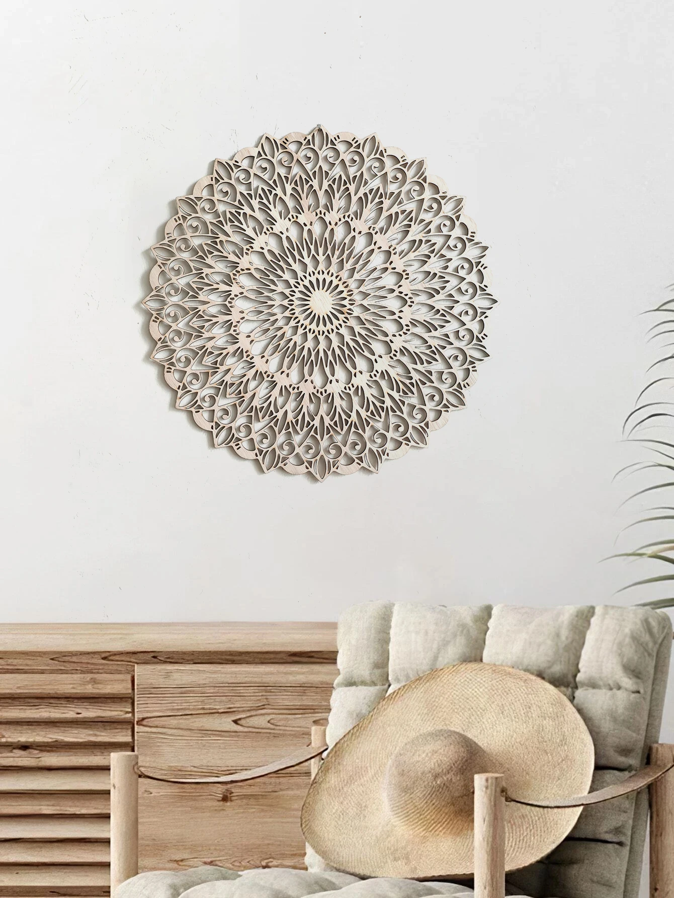 Wooden-Mandala-Art-Wall-Hanging-Boho-Chic-Home-Decorative-White-Hanging ...