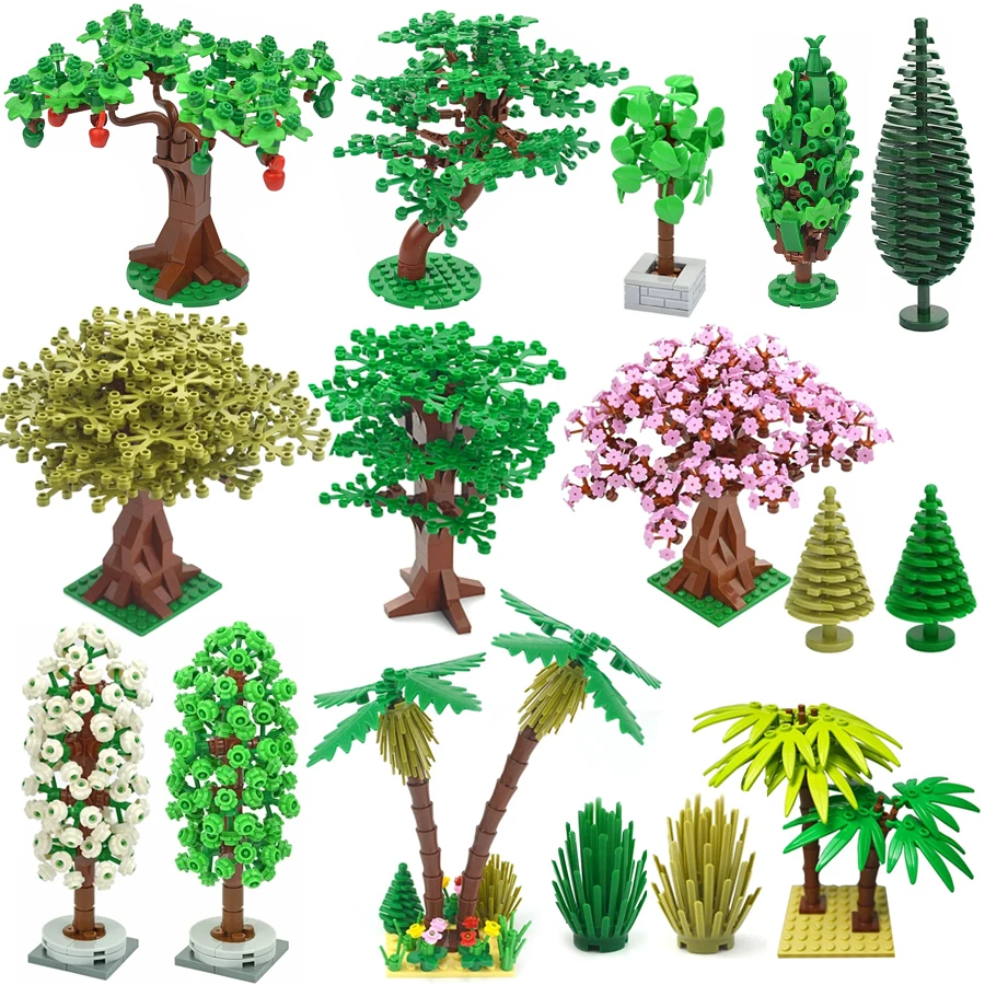 City-Tree-Green-Bush-DIY-Building-Blocks-Flower-Grass-Plants-Garden ...