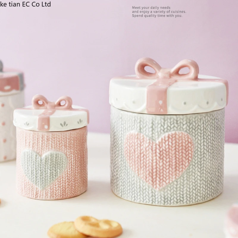 American-pink-girl-heart-ceramic-sealed-jar-Kitchen-storage-jar ...