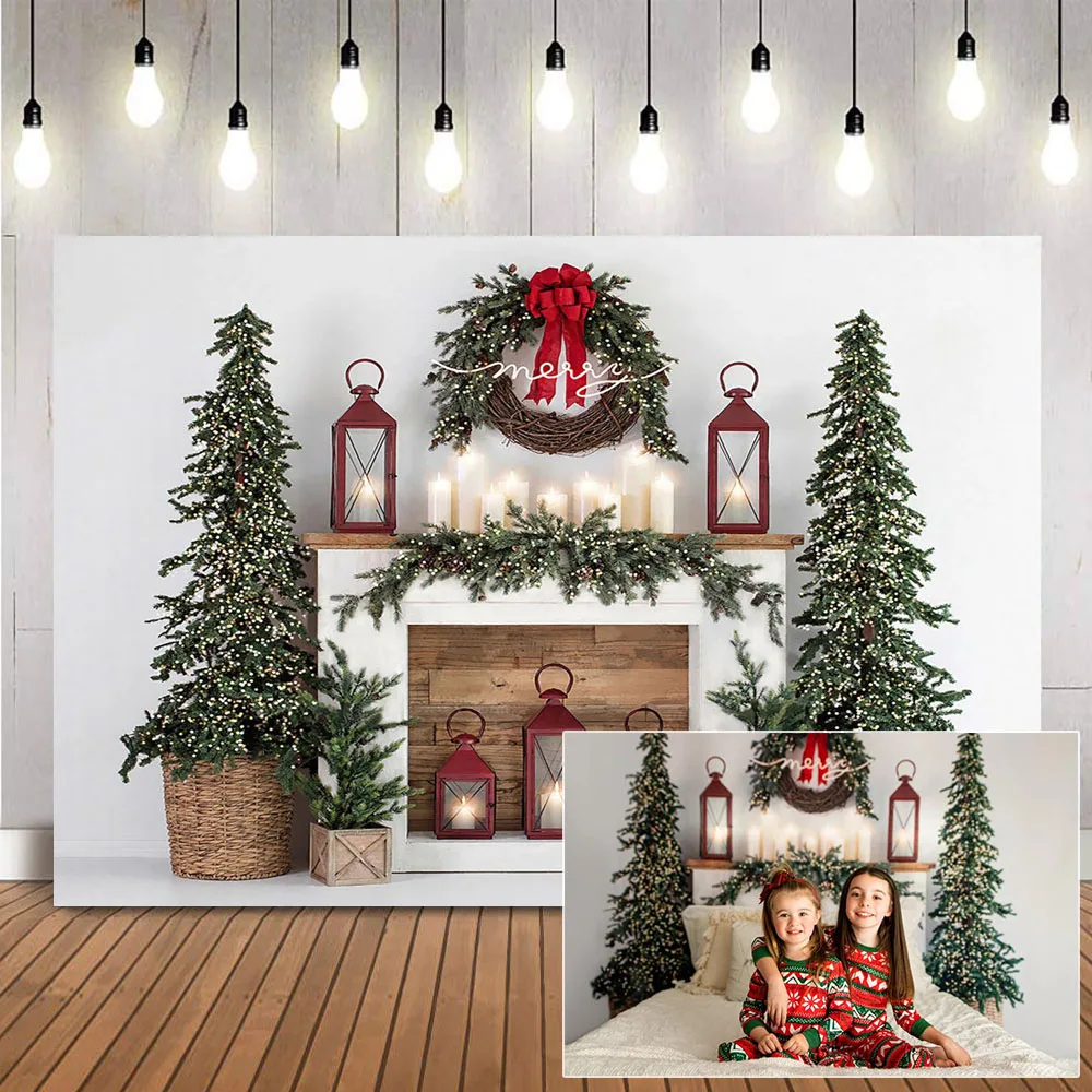 Christmas-Fireplace-Photography-Backdrop-White-Candle-Oil-Painting ...