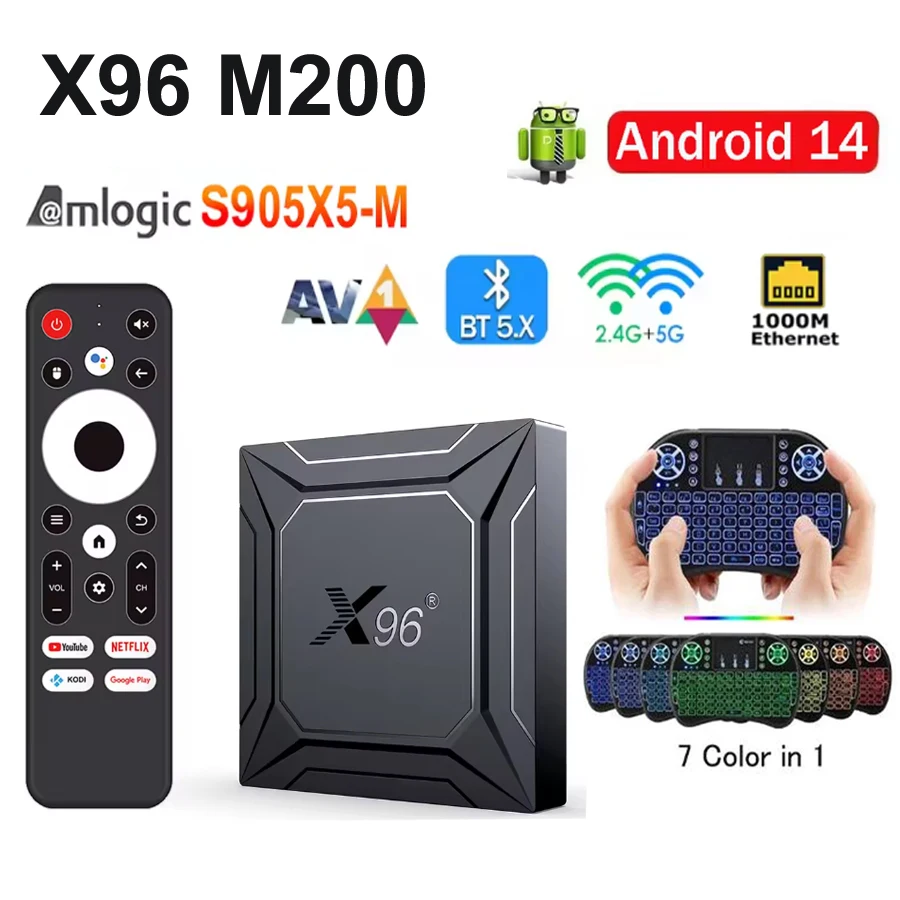 X96 M200 Android 14 TV BOX 4GB 64GB 6nm Amlogic S905X5-M 1000M LAN AV1 ...