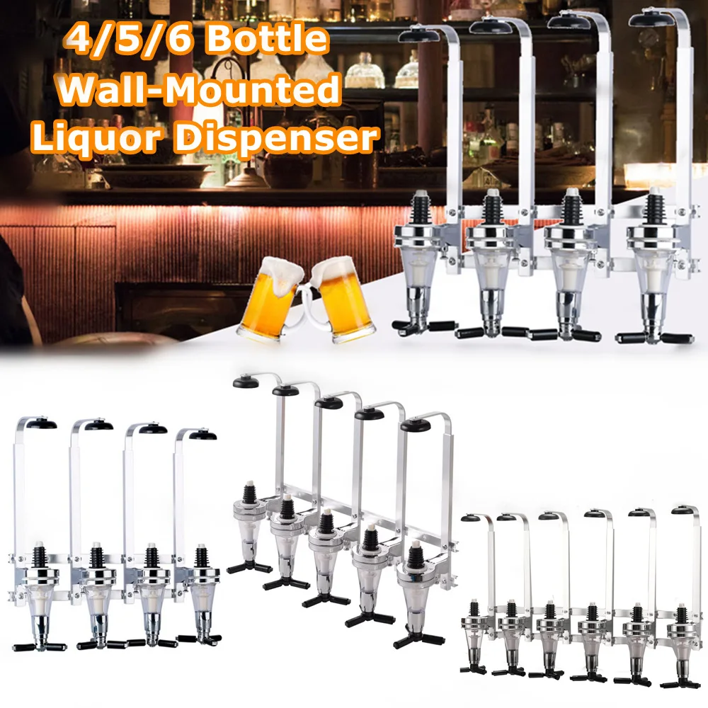 4/5/6 Bottle Wall-Mounted Liquor Dispenser, Whisky Wine Holder, Cocktai ...