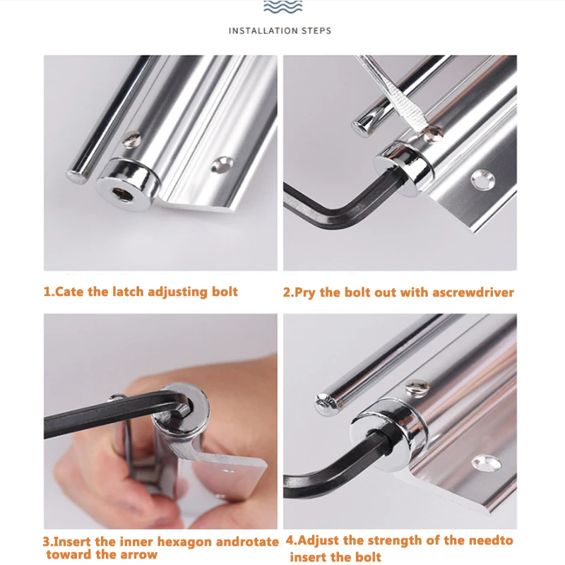 B (1 set) - Fermoirs de porte automatiques en acier inoxydable, 1 ...