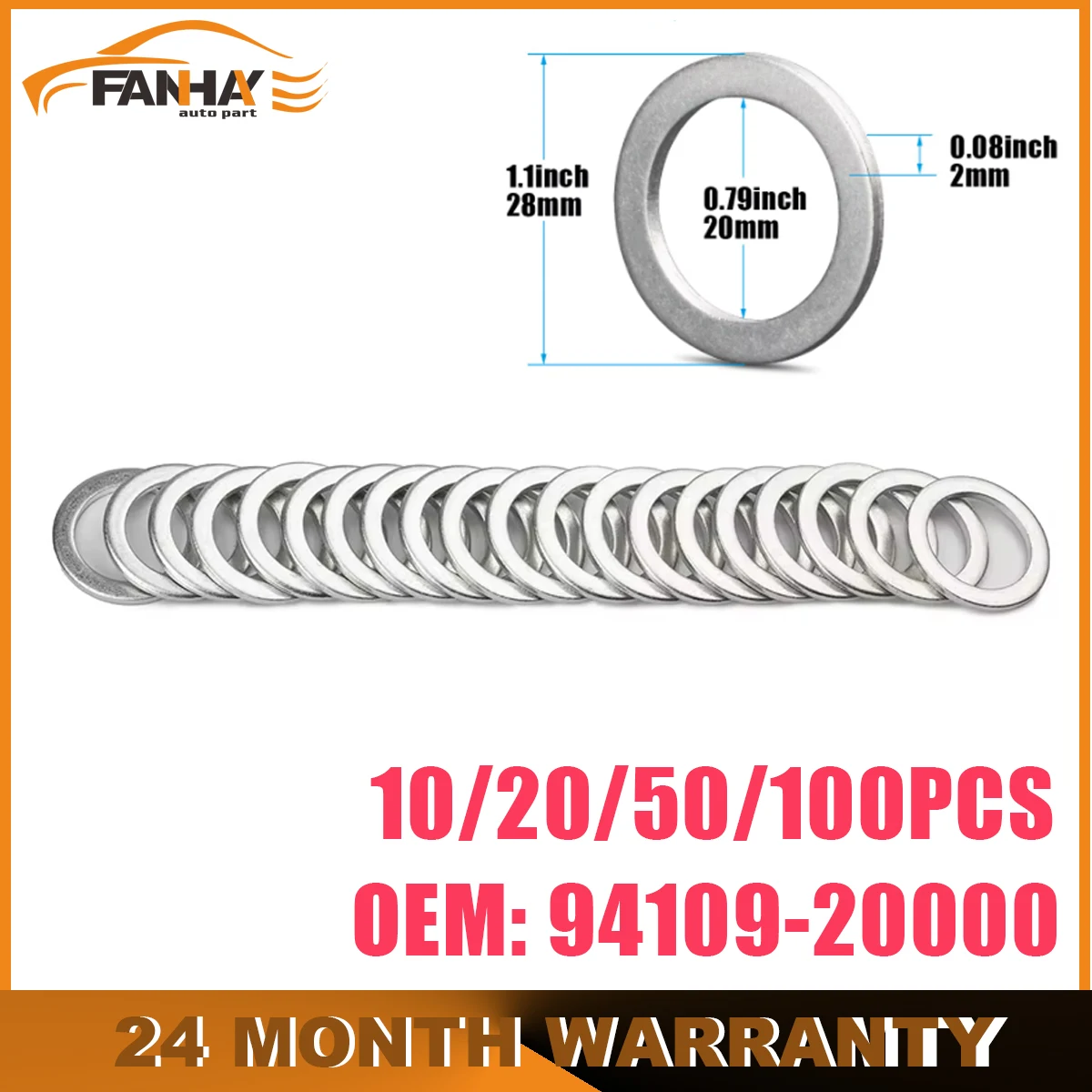 10-20-50-100PCS-20MM-New-Oil-Drain-Plug-Crush-Washer-Gasket-for-Honda ...