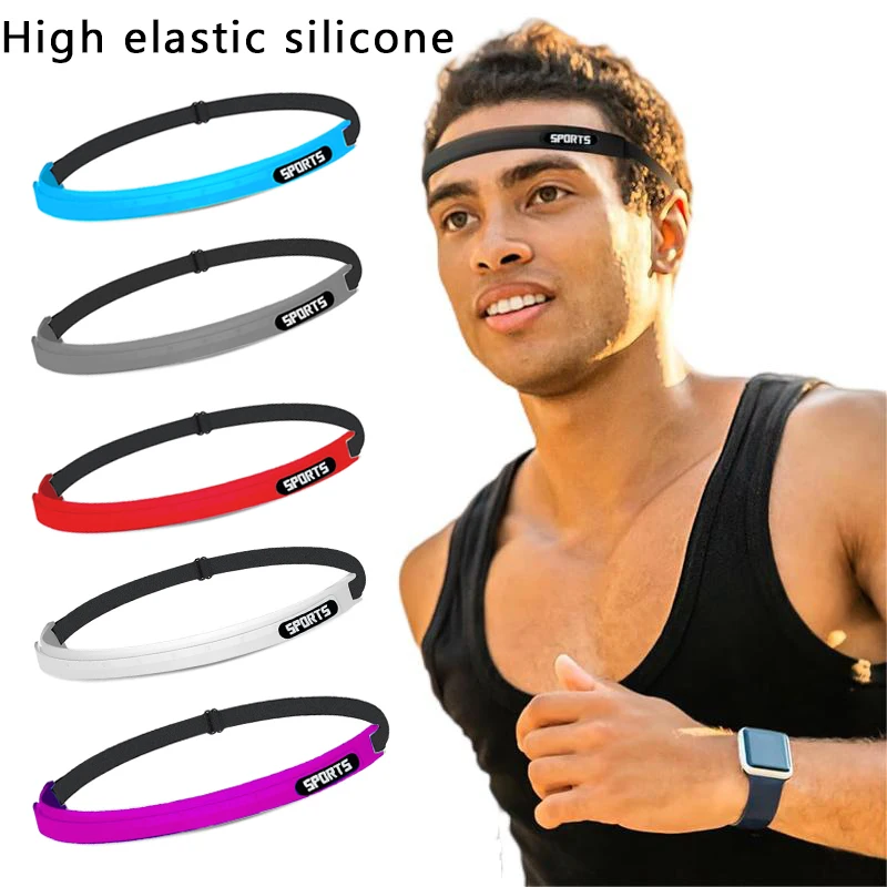 Alta-El-stica-Silicone-Sweatband-Headbands-Desempenho-Canais-Suor-Longe ...