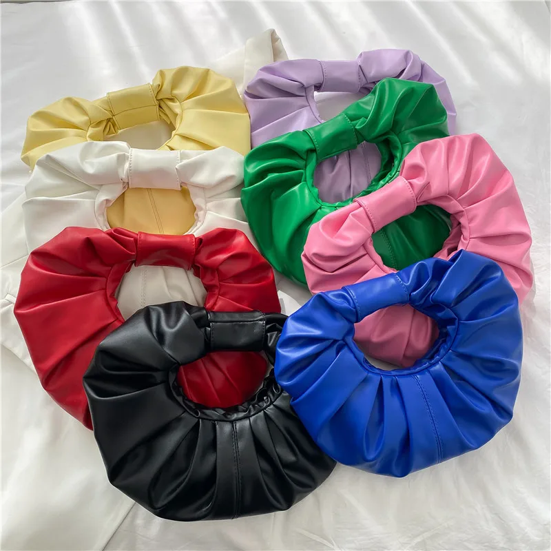 Fashion-Ruched-Designer-Bag-Round-Handle-Pleated-Women-Handbags-Half ...