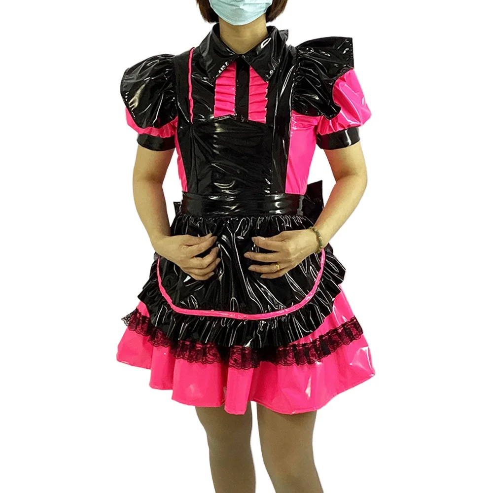 Sissy-Lockable-Pleated-Maid-Dress-with-Apron-Sweet-Big-Bow-A-line ...