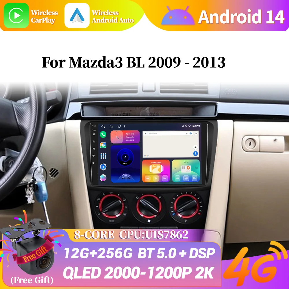 Android-14-Wireless-CarPlay-Screen-For-Mazda-3-II-For-Mazda3-BL-2009 ...