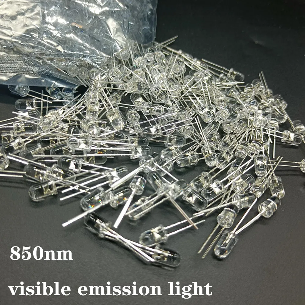 100pcs 5mm IR LED 850nm Clear Lens Infrared Diode 20mA Transparent 5 mm ...