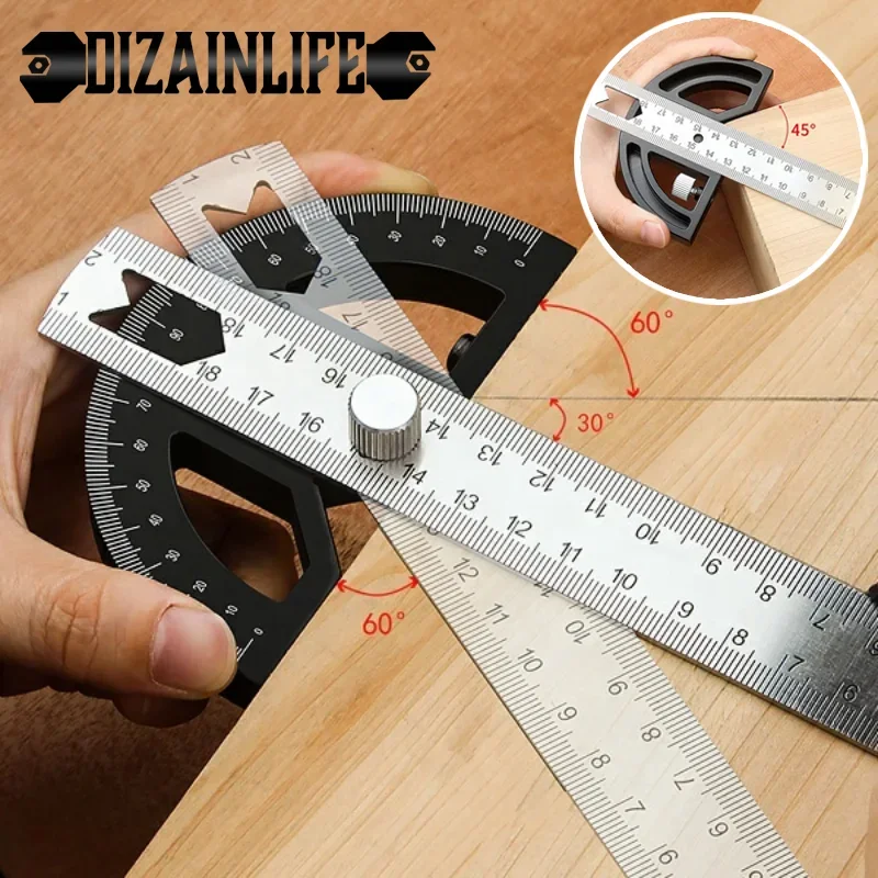 T-Type-Woodworking-Angle-Ruler-Protractor-8-Inch-Adjustable-Angle-Plate ...