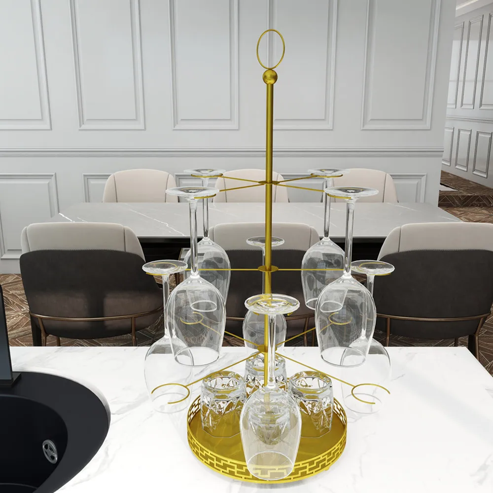 Champagne-Tower-Cocktail-Tree-Stand-Wine-Glass-Display-With-Tray-3-Tier ...