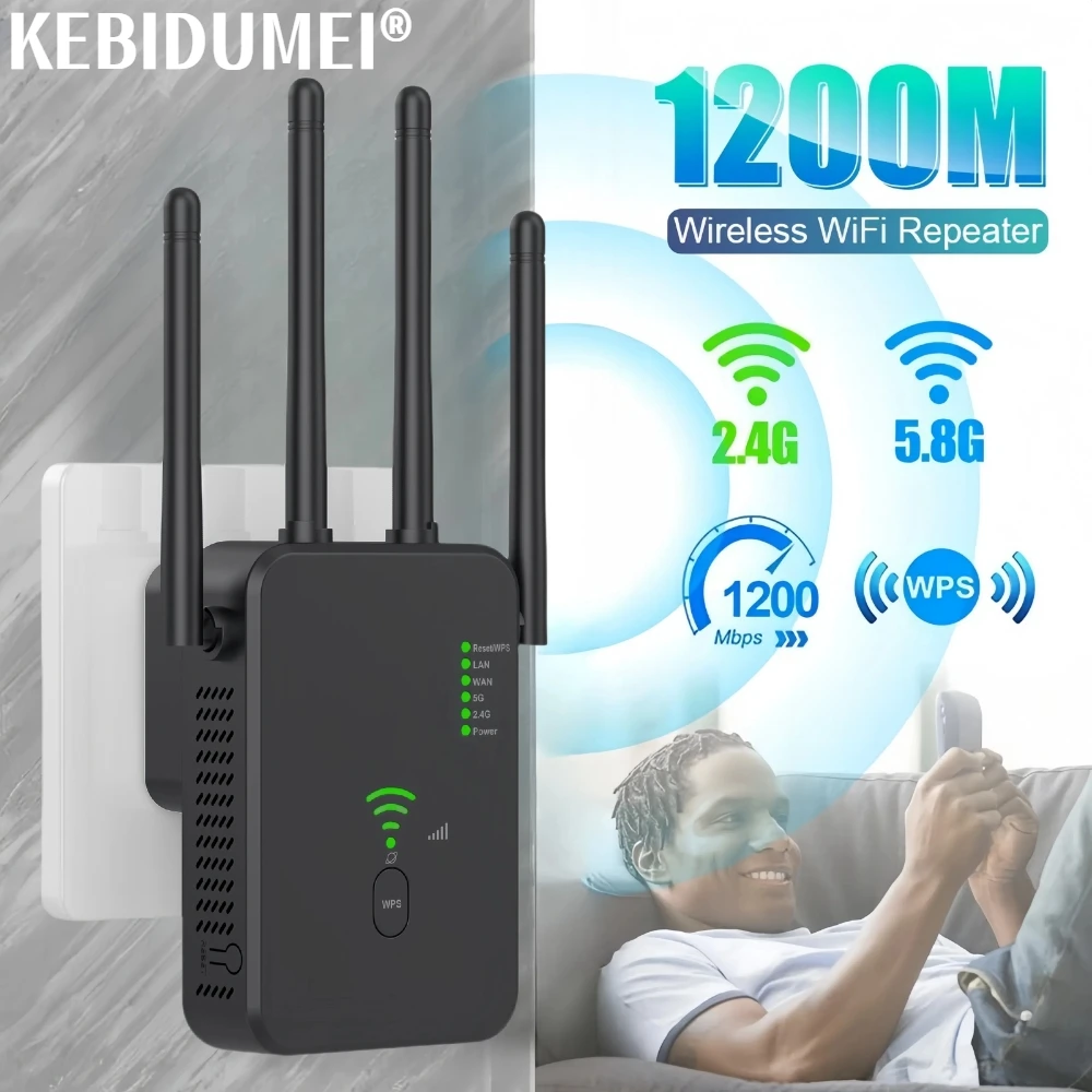 1200Mbps-WiFi-Repeater-WiFi-Extender-Amplifier-Wireless-Wi-Fi-Signal ...