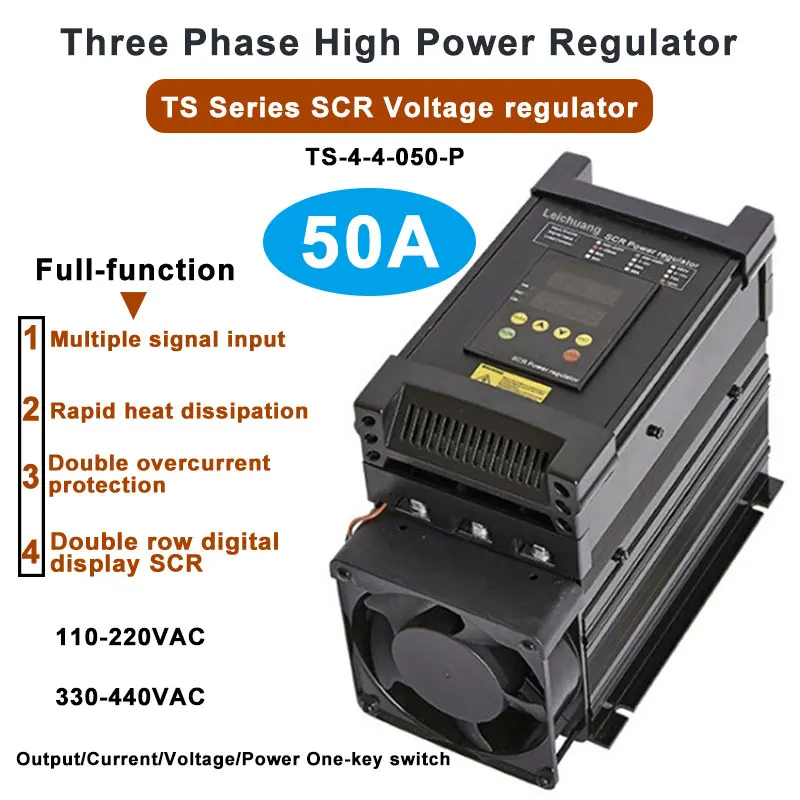 50A 3 상 110 440VAC SCR 전원 컨트롤러 전압 조정기 RS 485 0 10V, 4 20mA, 0 5V 제어 신호 ...