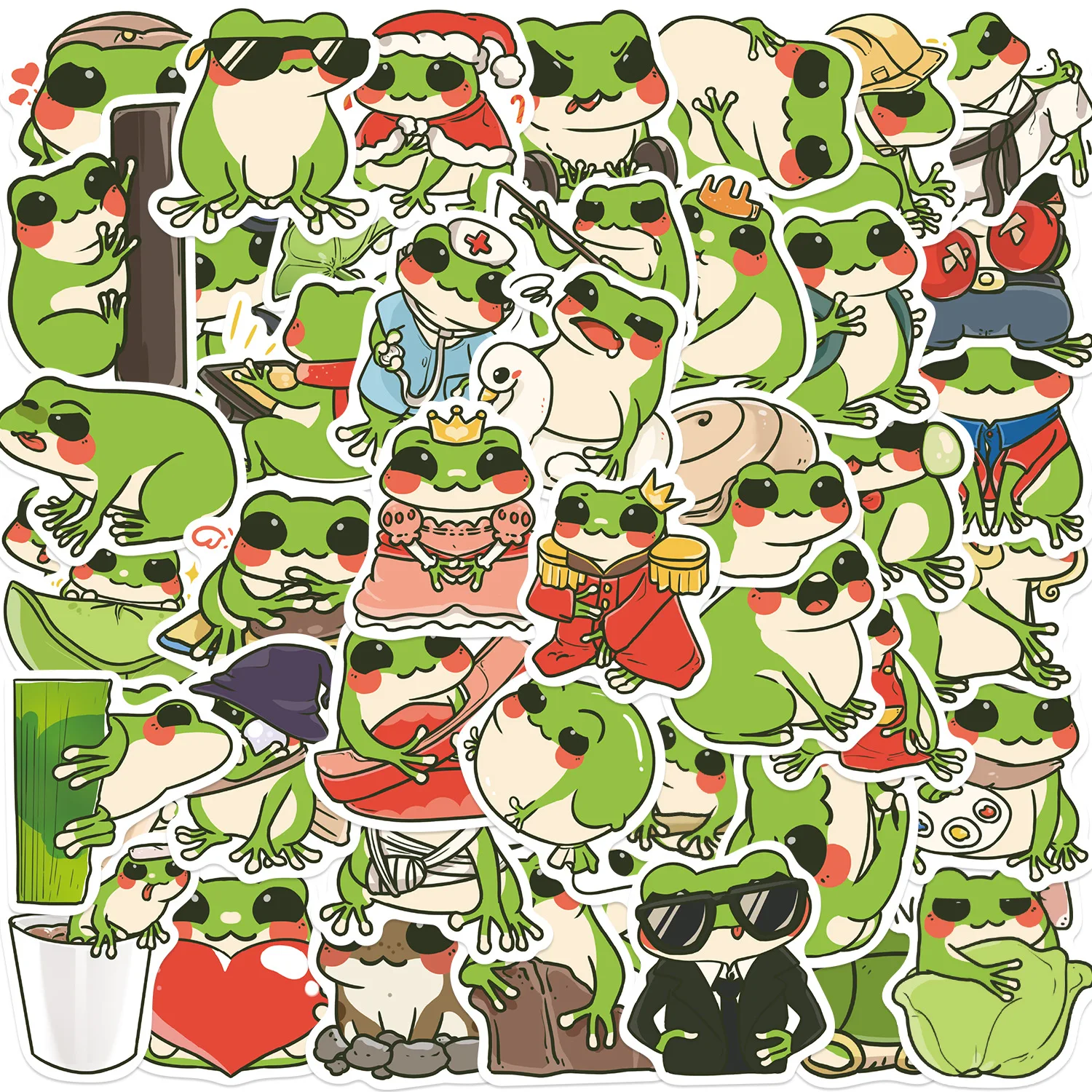 50-Pcs-Kawaii-Frogs-Stickers-for-Kids-Teens-and-Adults-cute-Frog ...