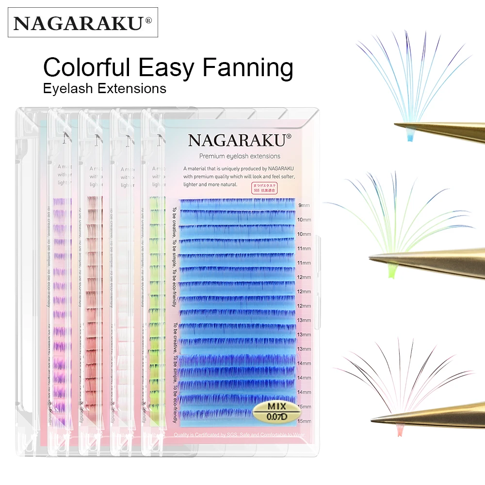 NAGARAKU Color Easy Fanning Eyelash Extension Auto Fans Eyelashes Ombre ...
