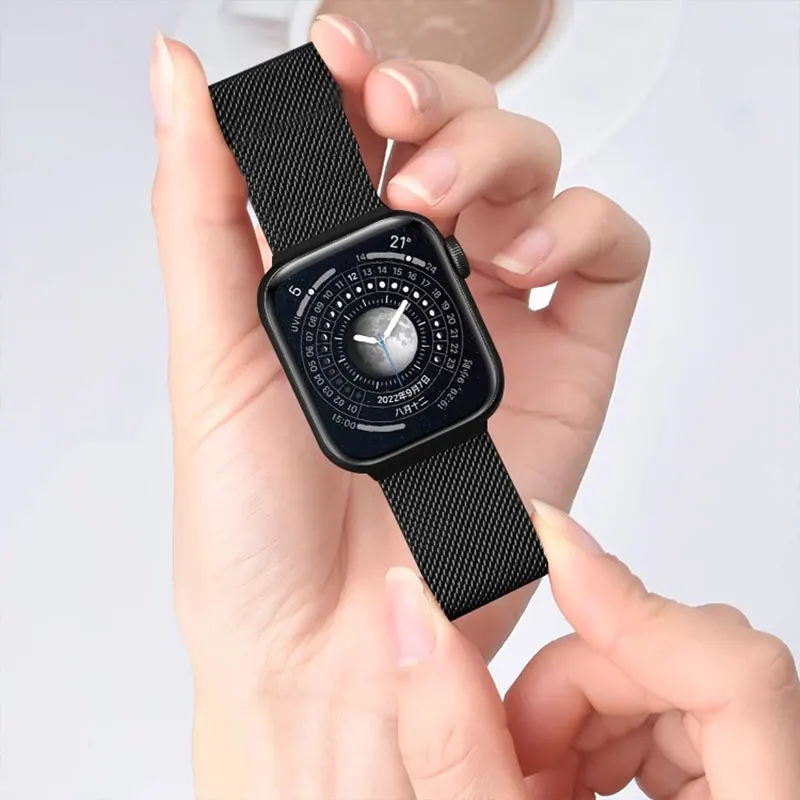 Laço milanês para apple watch band 44mm 45mm 40mm 41mm 38-42mm pulseira ...