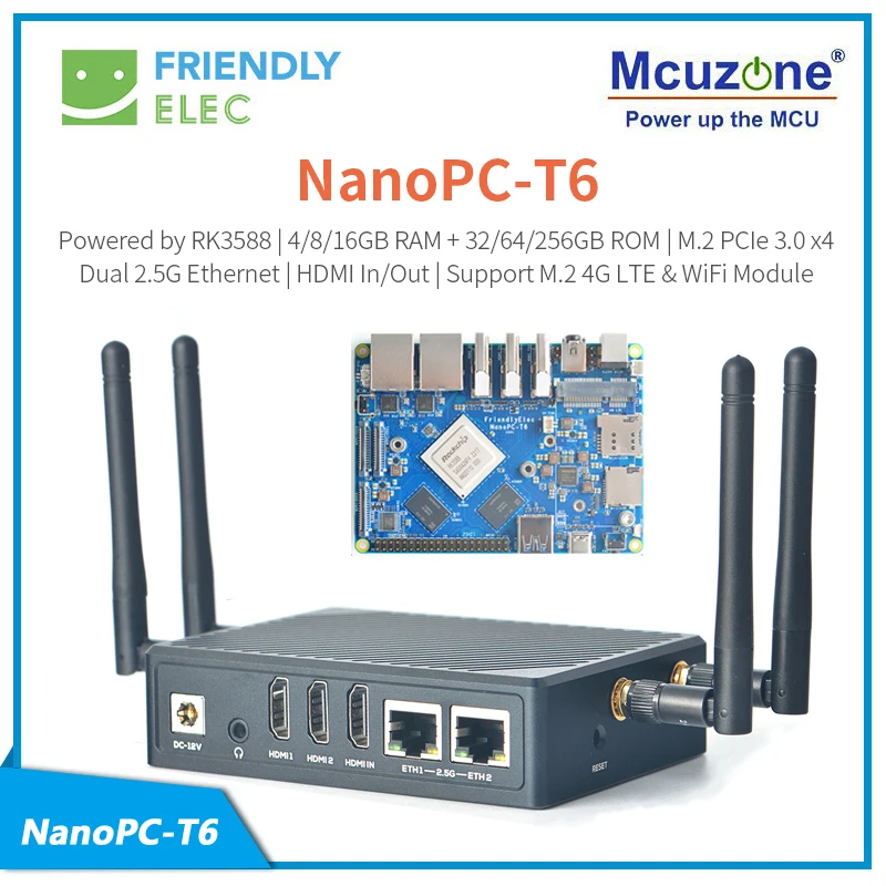 NanoPC T6,RK3358,MiniPCIE 4G LTE,M.2 WiFi6,NVME SSD,HDMI in,2.5G eth ...
