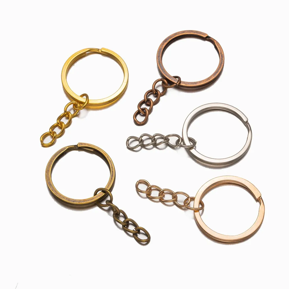 5-20pcs-Metal-Keychains-Key-Ring-Chain-Round-Split-Keyfob-Keyrings-With ...