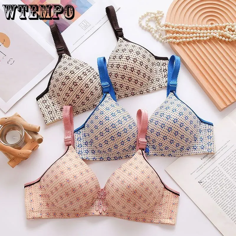 Printed-Bra-for-Women-Thinwithout-Steel-Rings-Gather-Bra-Side-Breasts ...