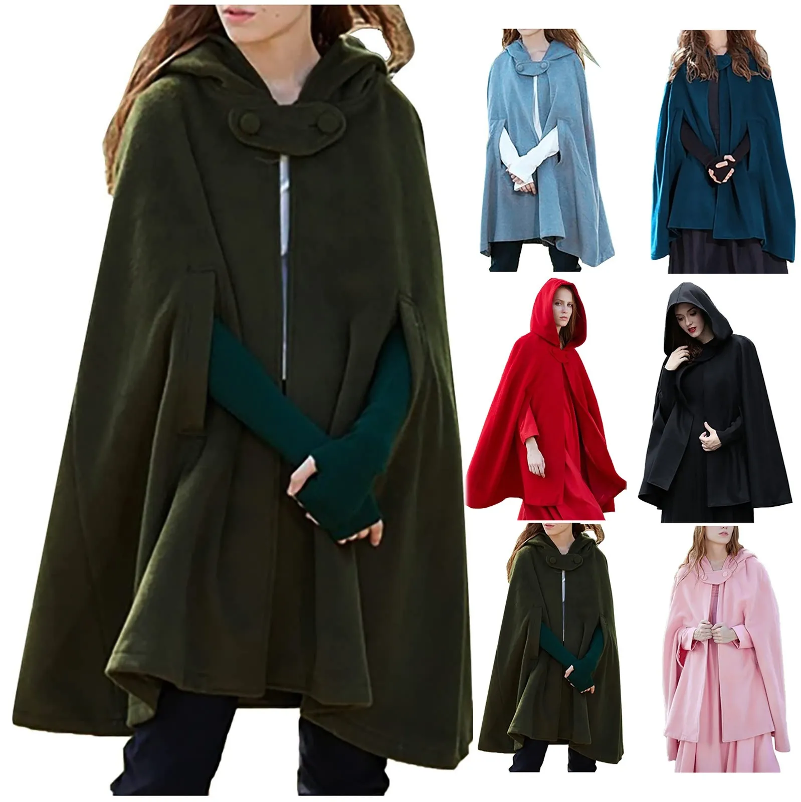 Gothic-Open-Front-Hooded-Cardigan-Women-Autumn-Long-Coat-Solid-Color ...