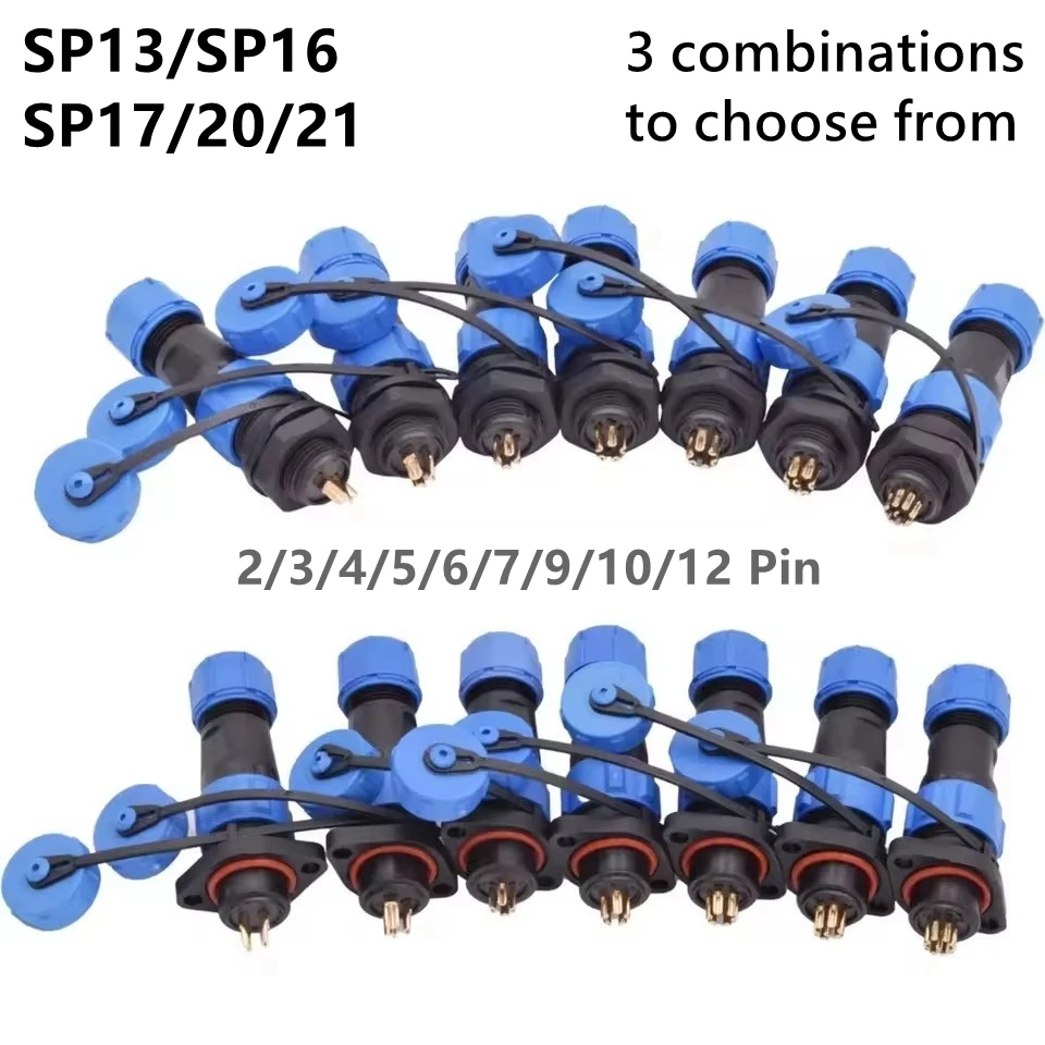 SP11/SP13/16/SP17/20/SP21 Waterproof Connector 2/3/4/5/6/7/9/10/12 Pin ...
