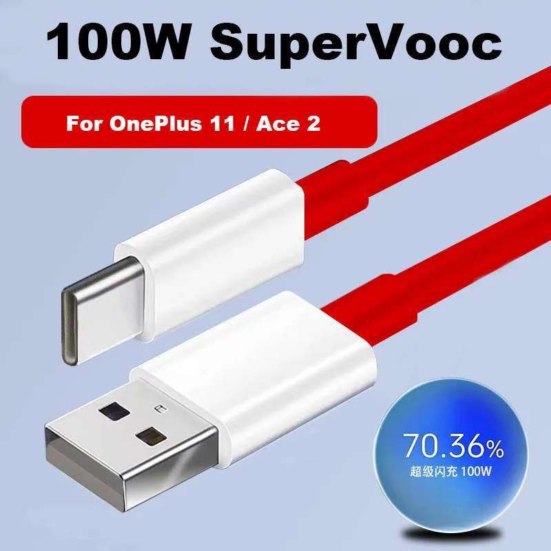 100W SUPERVOOC 2.0 Fast Charger Cable 10A USB Type C Wire For OnePlus ...