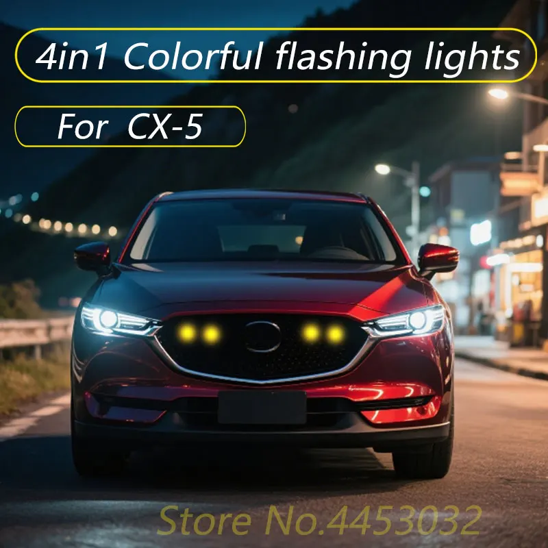 4 In 1 Yellow Led Grill Light For Mazda CX-5 2013-2025 RGB Waterproof ...