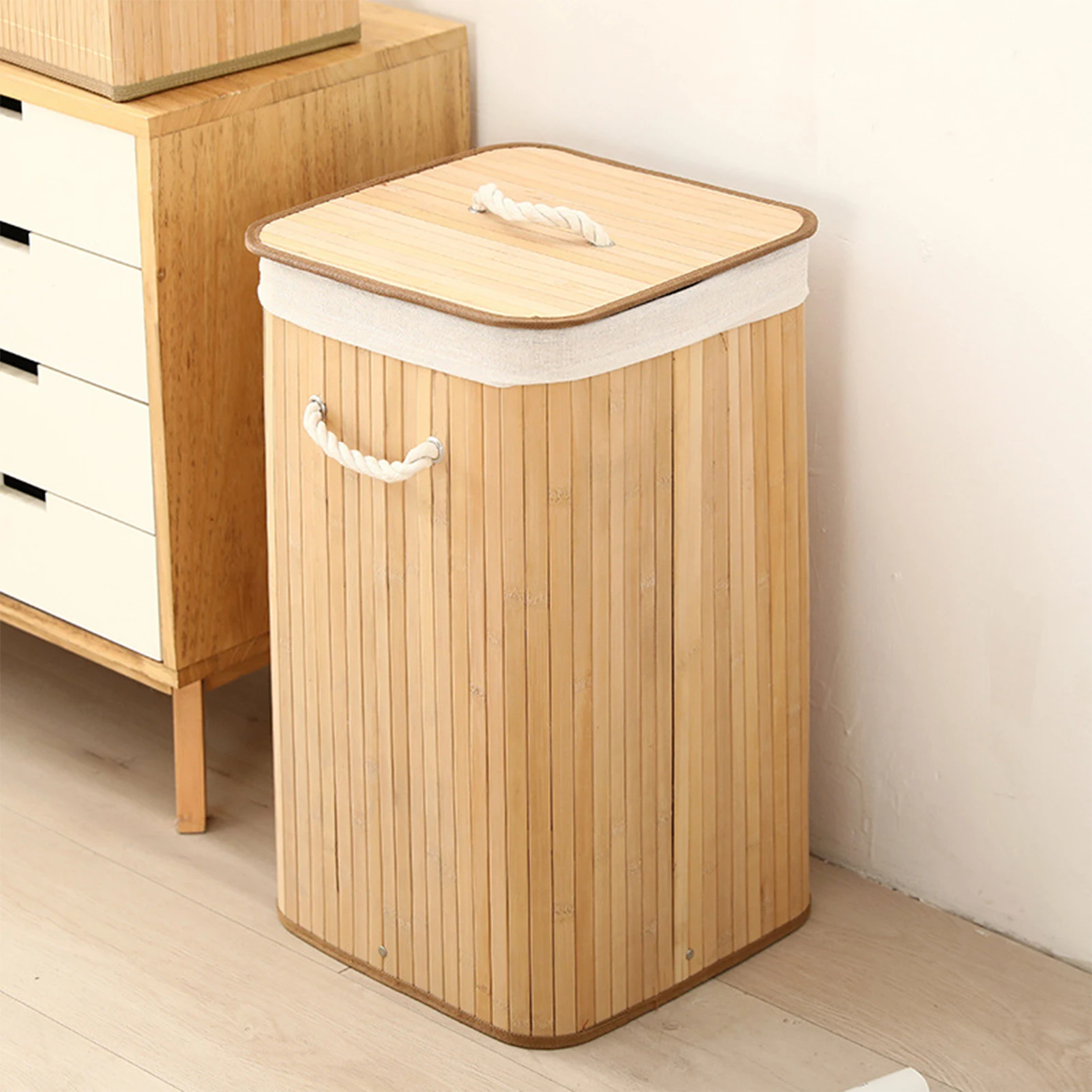 Foldable-Laundry-Basket-Grocery-Basket-Bamboo-Large-Capacity-Dirty ...