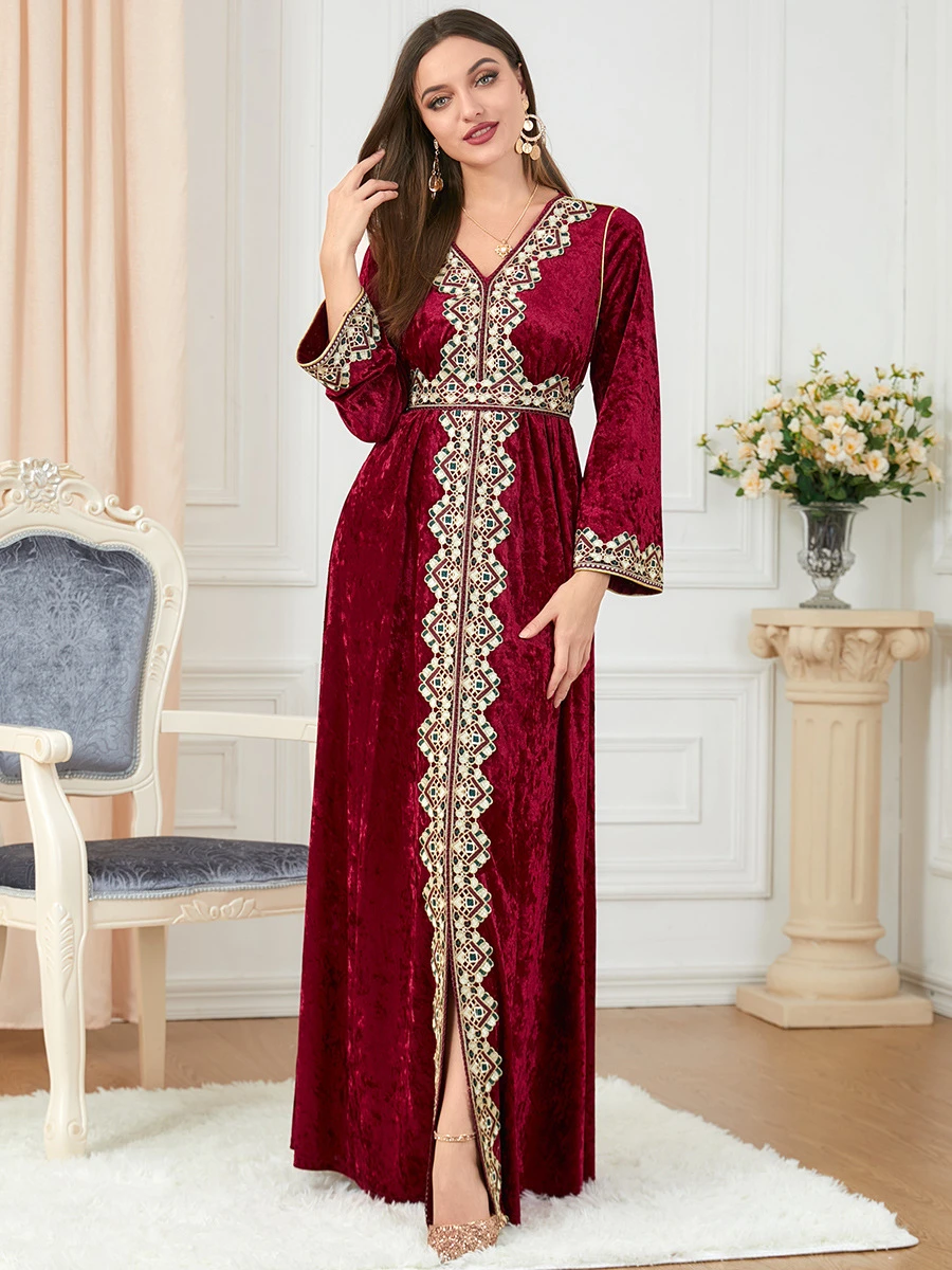 Robes arabes traditionnelles pour femmes, caftan marocain en velours ...