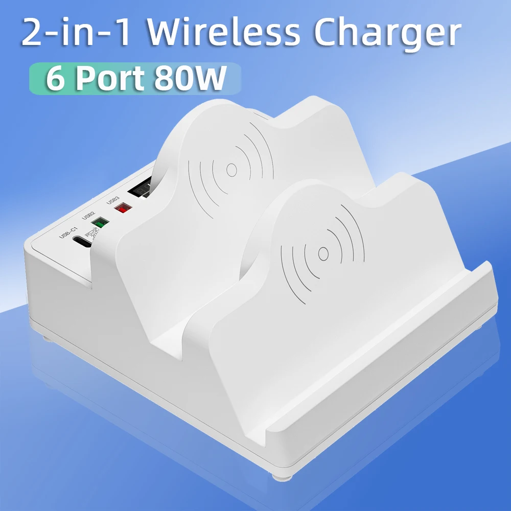 2-in-1-80W-Dual-Wireless-Charger-Stand-PD-Quick-Charge-USB-Phone ...