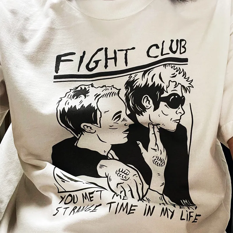 American Vintage Fight Club Graphic Shirts White Cotton Unisex Short ...