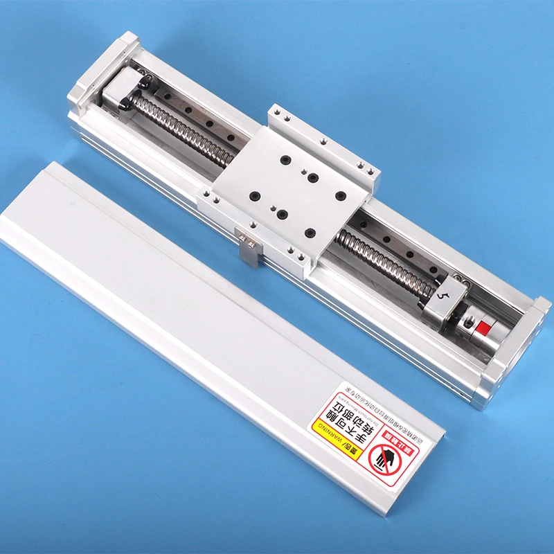 80mm Fully Enclosed Linear Rail Guide 100~1000mm Linear Stage BallScrew ...