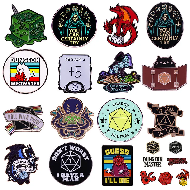 RPG-DnD-Pines-de-esmalte-de-mazmorra-para-hombres-y-mujeres-insignias ...