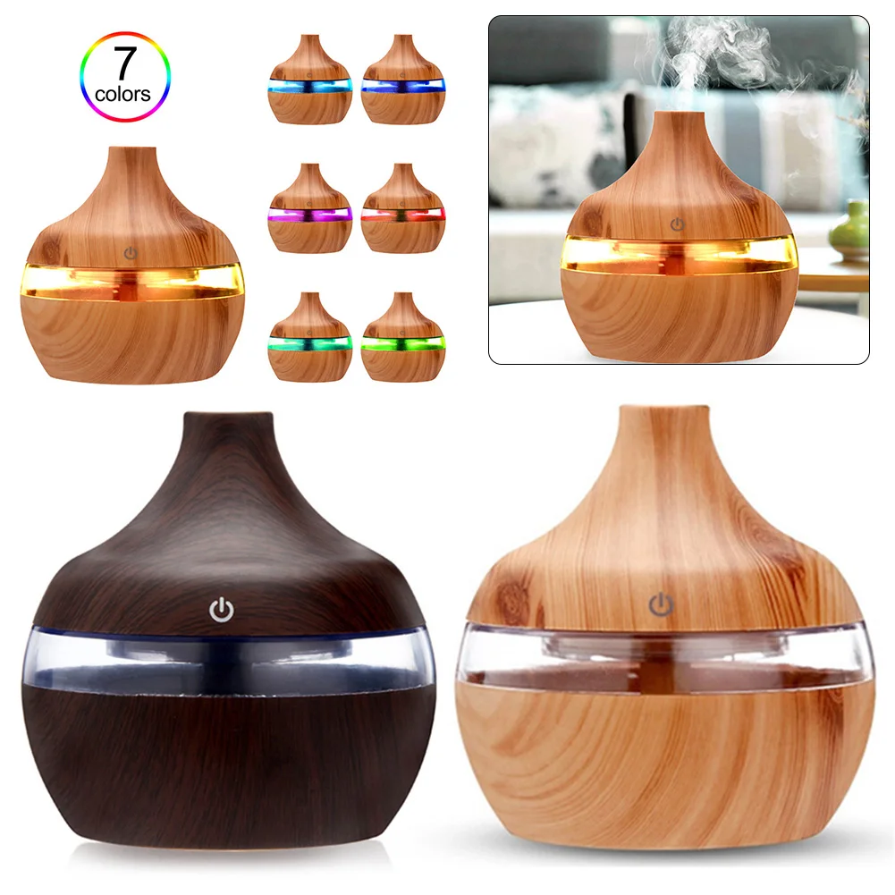 300ml-Air-Humidifier-Wood-Ultrasonic-Nano-Spray-Moisturizing-Dark-Light ...