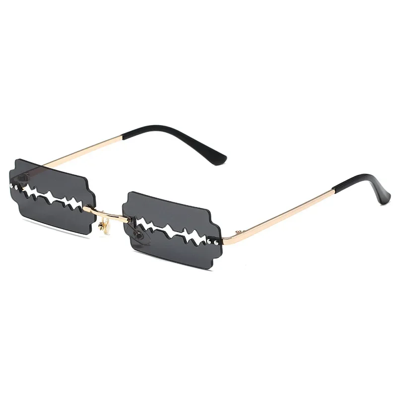 Festival Rimless Rectangle Sunglasses Women Unique Razor Blade Funny ...