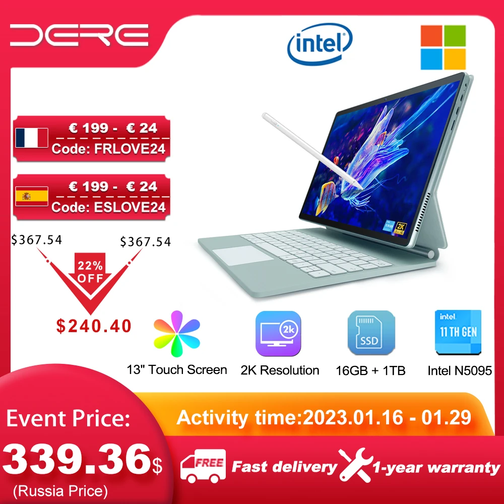 Dere Laptop T30 Pro 13-inch,2.5k Ips Touch Screen 165hz,16gb Ram+1tb Ssd,office Learning ...