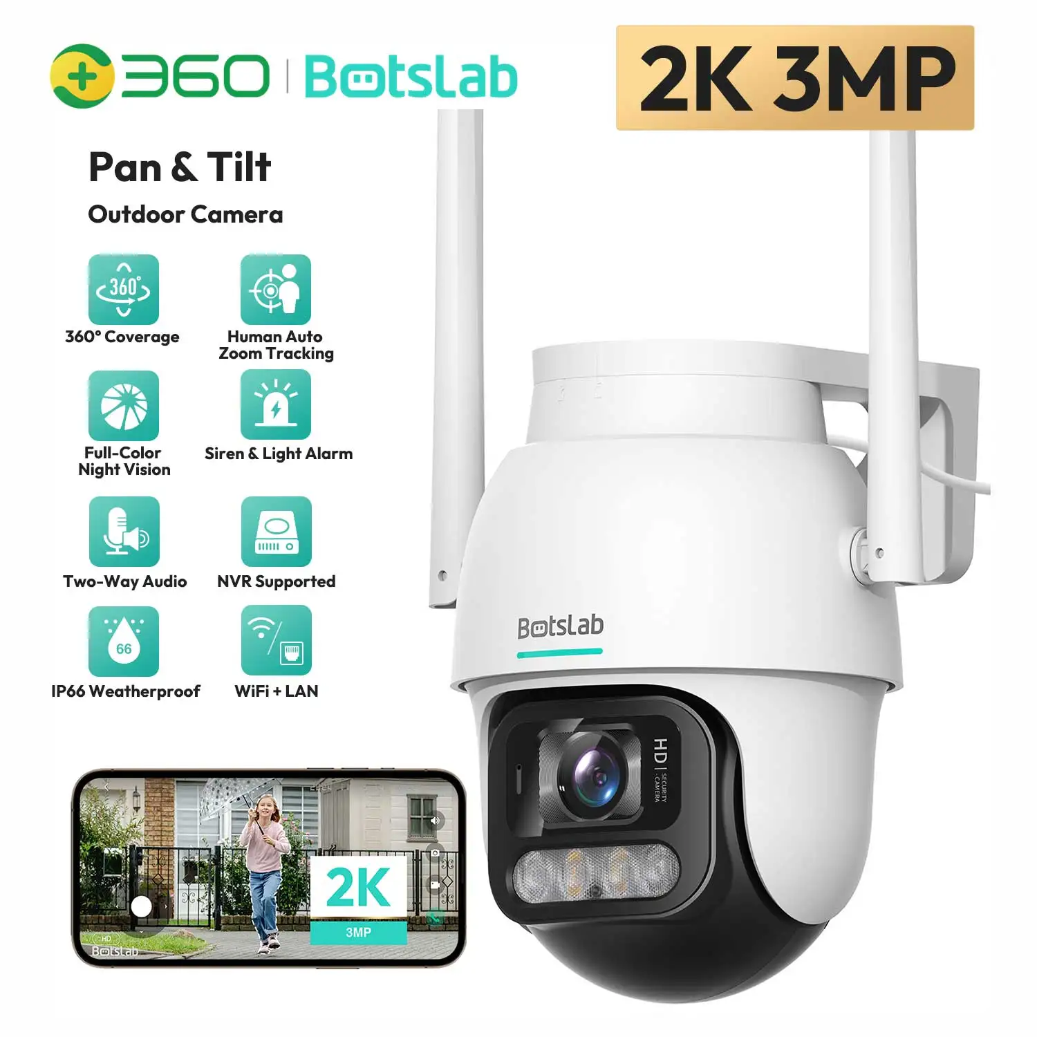 Botslab-2K-3MP-HD-Outdoor-Camera-Wireless-PTZ-Smart-Home-Wi-Fi-Camera ...