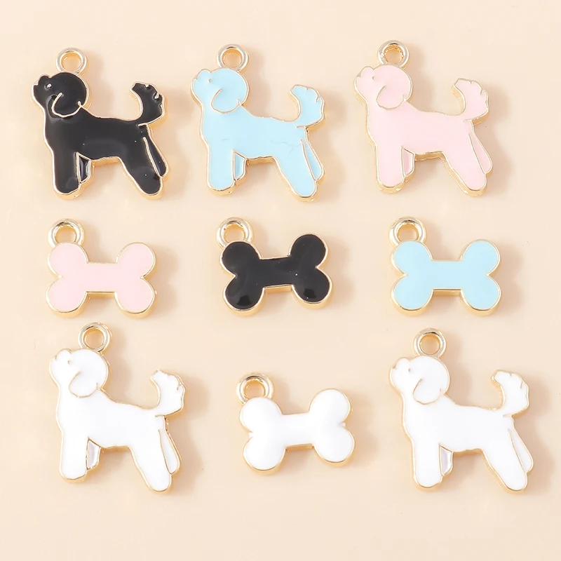 10Pcs-New-Cute-Enamel-Dog-Bone-Charms-Lovely-Animal-Charms-for-Earrings ...