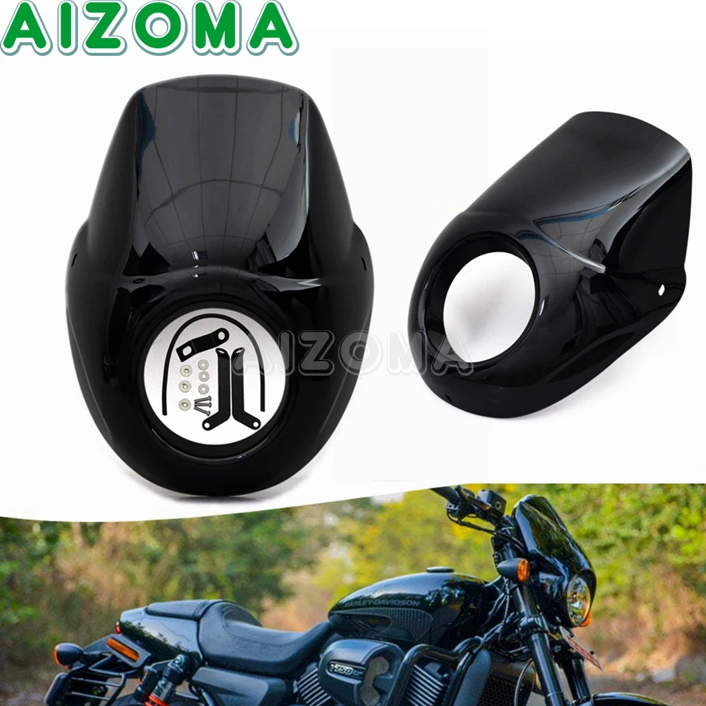 Black Motorcycles ABS Headlight Fairing Kit For Harley Street 500 750 ...