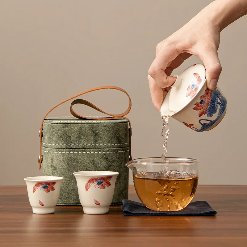 Portable-Travel-Tea-Set-Chinese-Gaiwan-Teacup-Flower-Ceramic-Tea-Cup ...