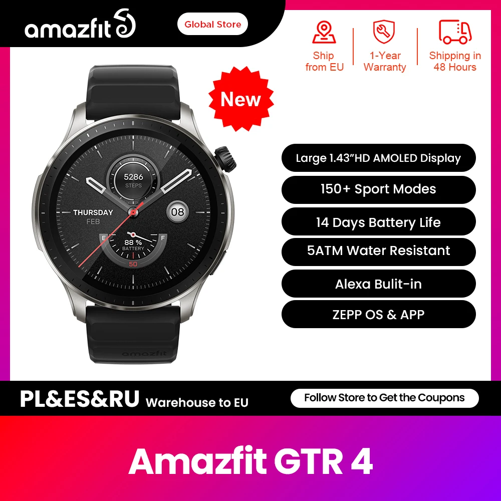 New-Amazfit-GTR-4-GTR4-46mm-Smartwatch-150-Sports-Modes-Bluetooth-Phone ...