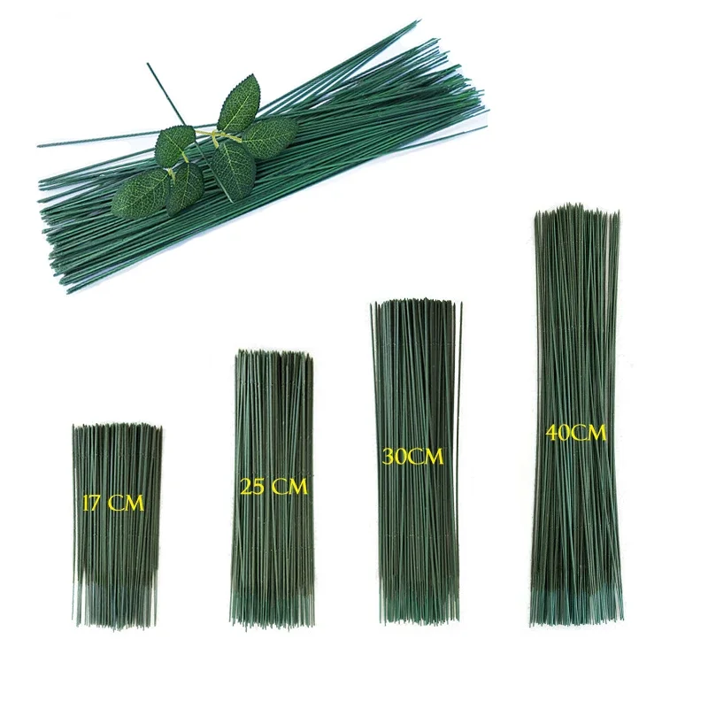 17-25-30-40cm-Artificial-Flower-Stems-Rose-leaves-base-Iron-Wire-Stem ...