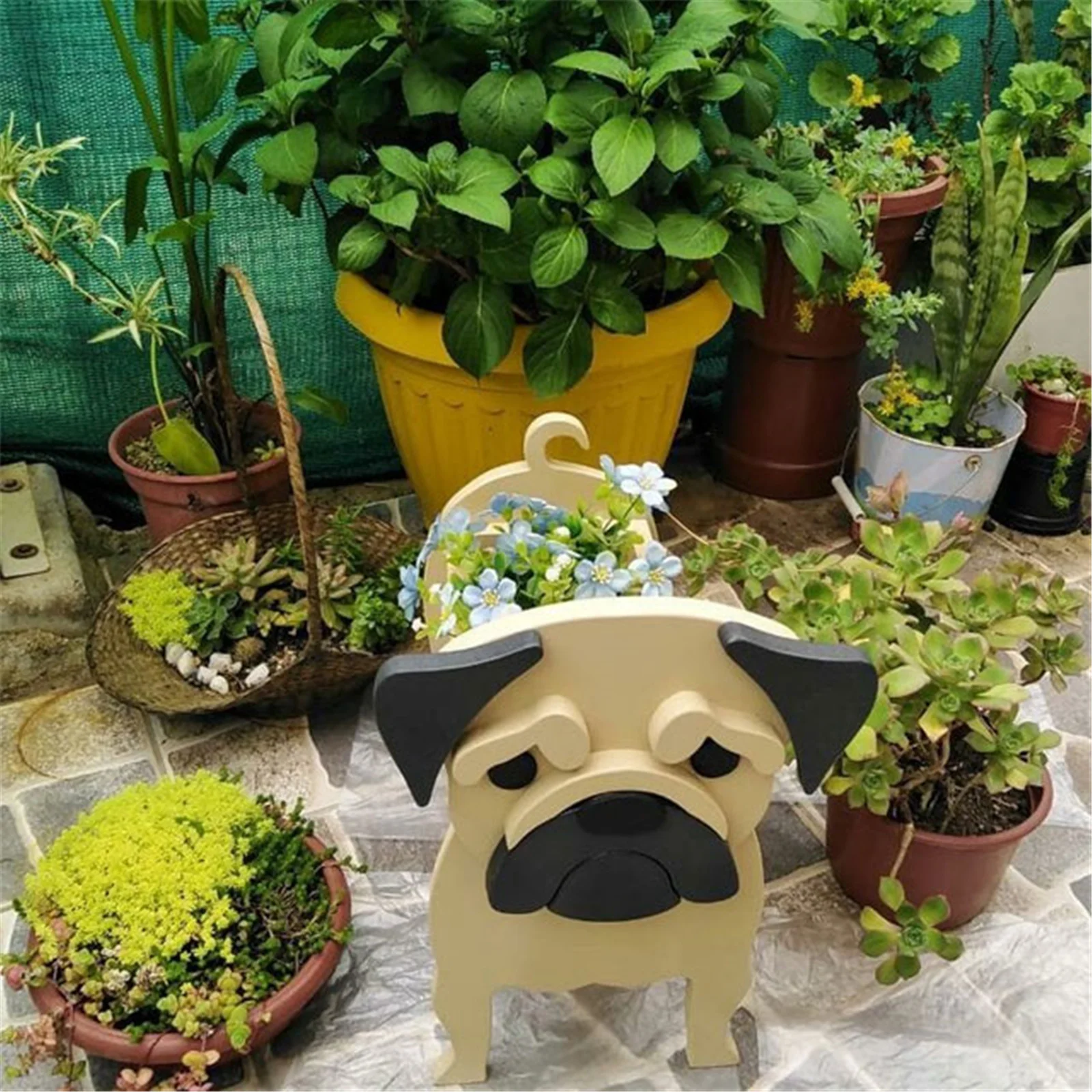 Pet Plant Potted Stand Dog Shaped Potted Cute Animal Wood Pot For Home ...