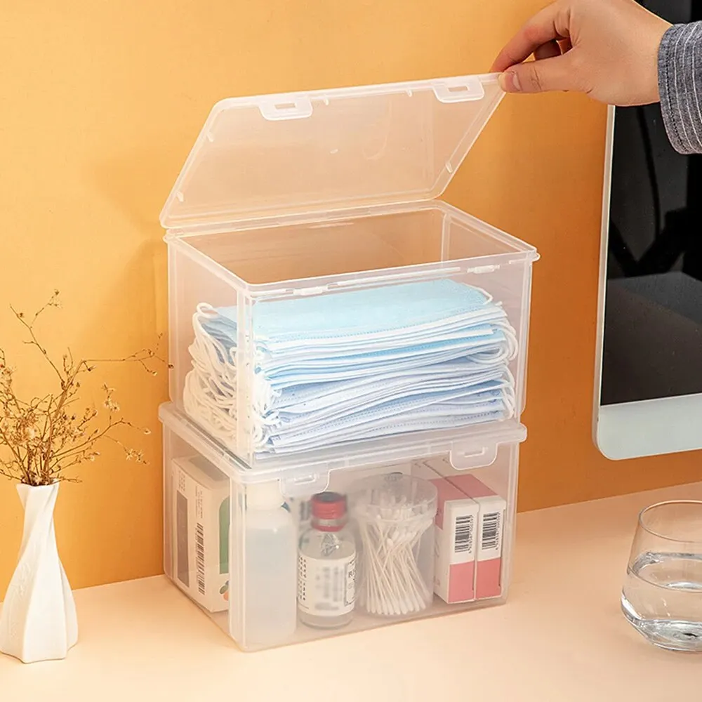 2PCS-Transparent-Large-Capacity-Mask-Storage-Box-Household-Mask-Nose ...
