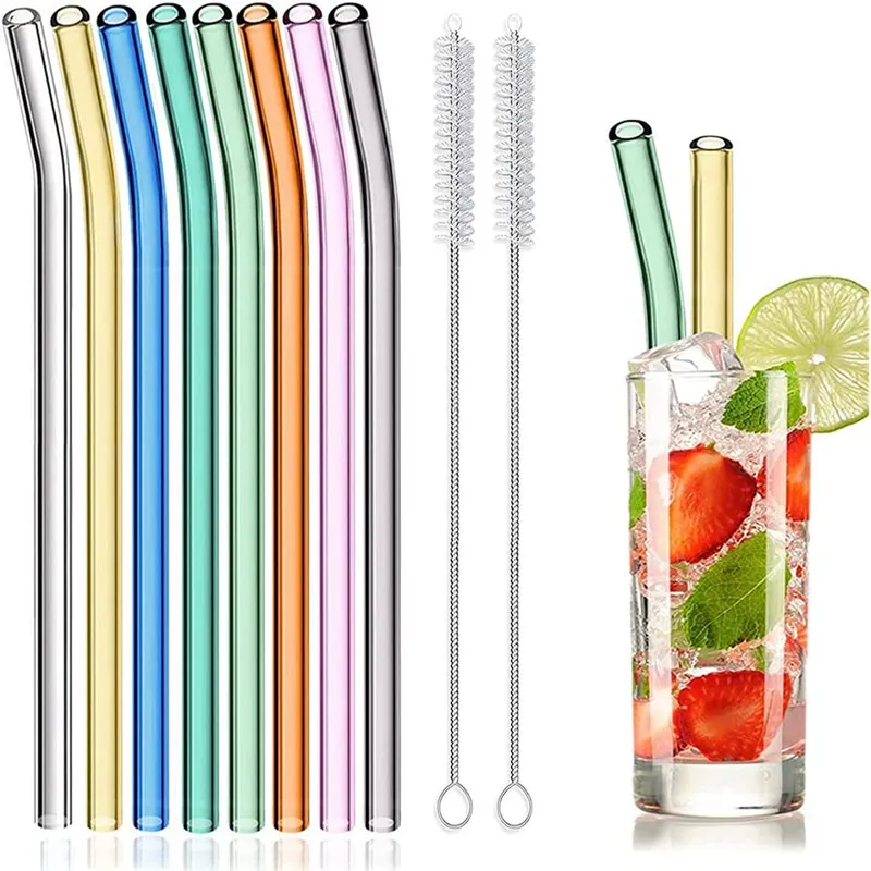 Reusable-Glass-Straws-Eco-friendly-Drinking-Straws-for-Smoothie ...