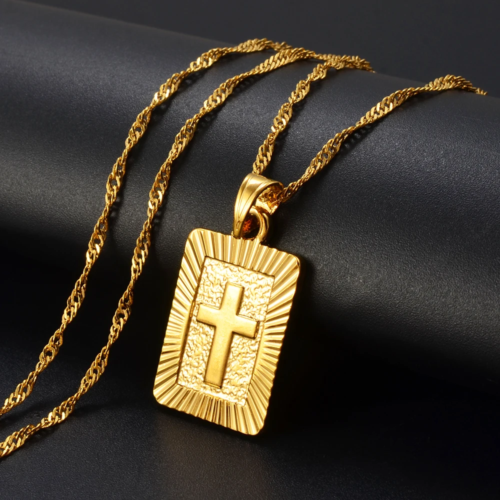 Anniyo Christian Cross Necklaces Women Gold Plated Christianity ...