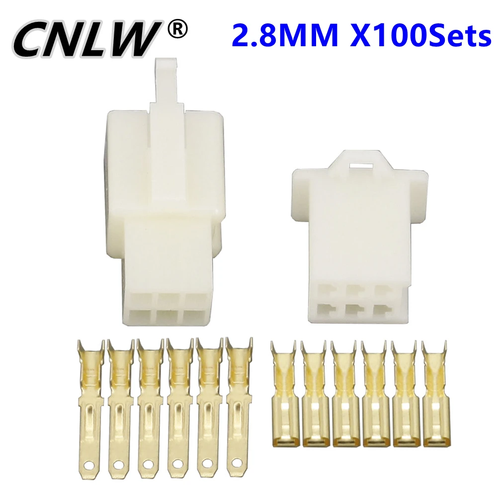 100 Sets 6 Pin 2.8mm Wire Harness Motorcycle Sensor Connector ...